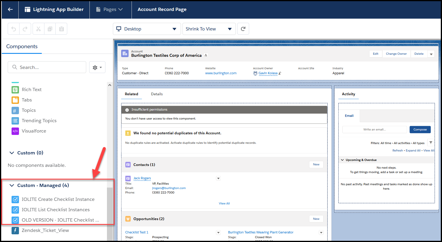 Adding the Checklist Component to Account Pages in Salesforce Lightning ...